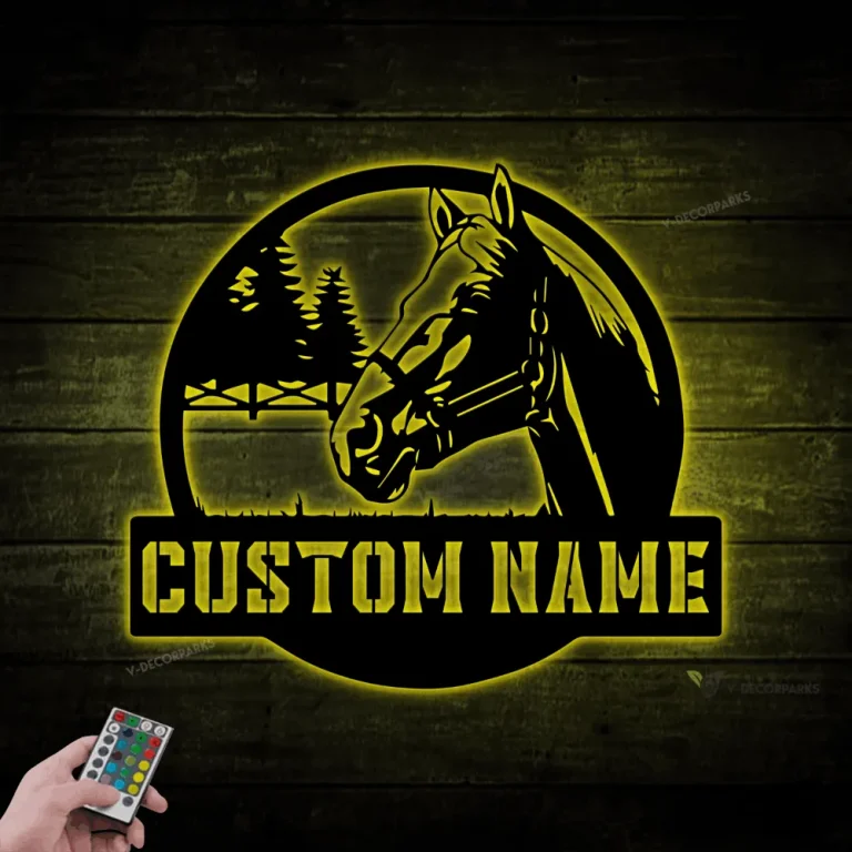Custom Metal Horse Sign With Led Lights, Custom Horse Ranch Sign, Horse ...