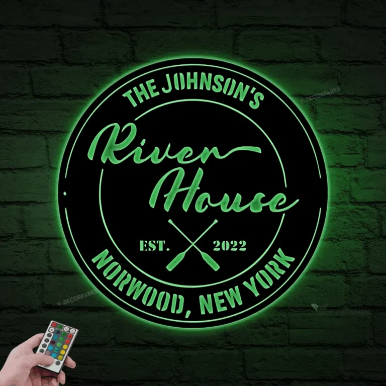 Custom Metal River House Sign With Led Lights, River House Decor ...