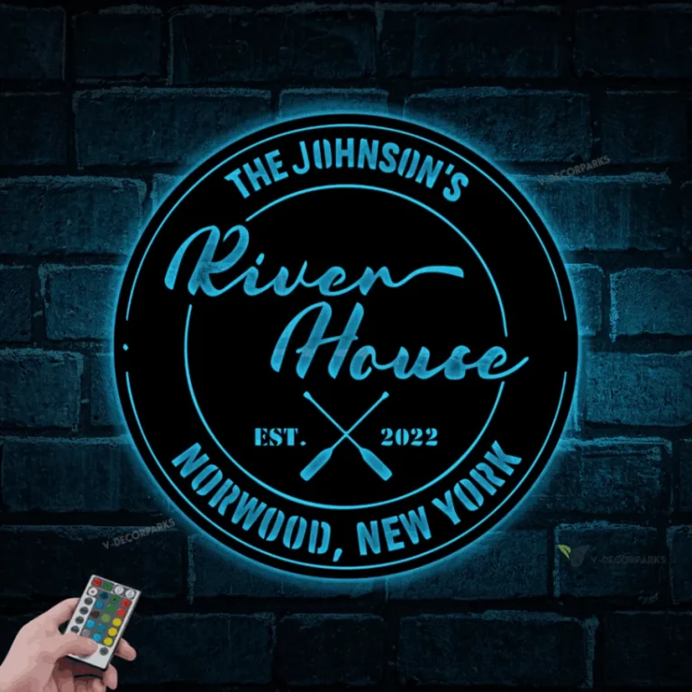 Custom Metal River House Sign With Led Lights, River House Decor ...