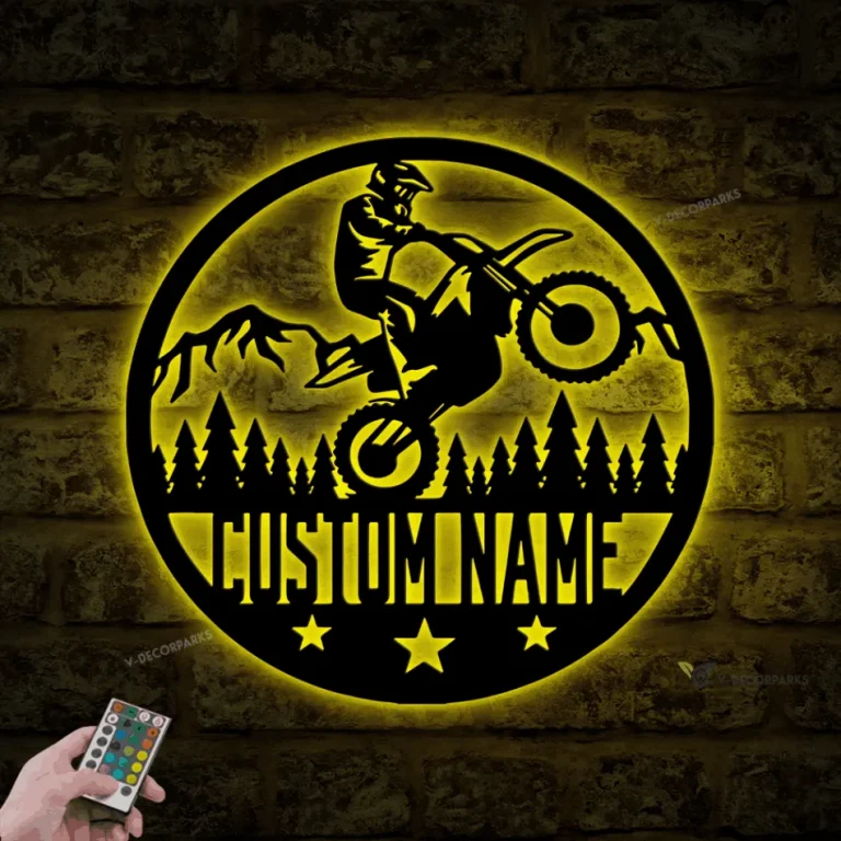 Motocross Biker Personalized Metal Sign With Led Lights,custom Biker ...