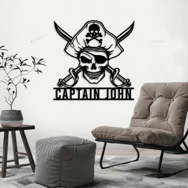 Custom Pirate Skull Metal Sign Led Lights, Personalized Pirate Ship ...