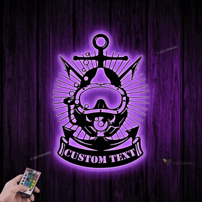 Custom Scuba Diving Mask Metal Wall Art Led Light, Personalized Scuba ...