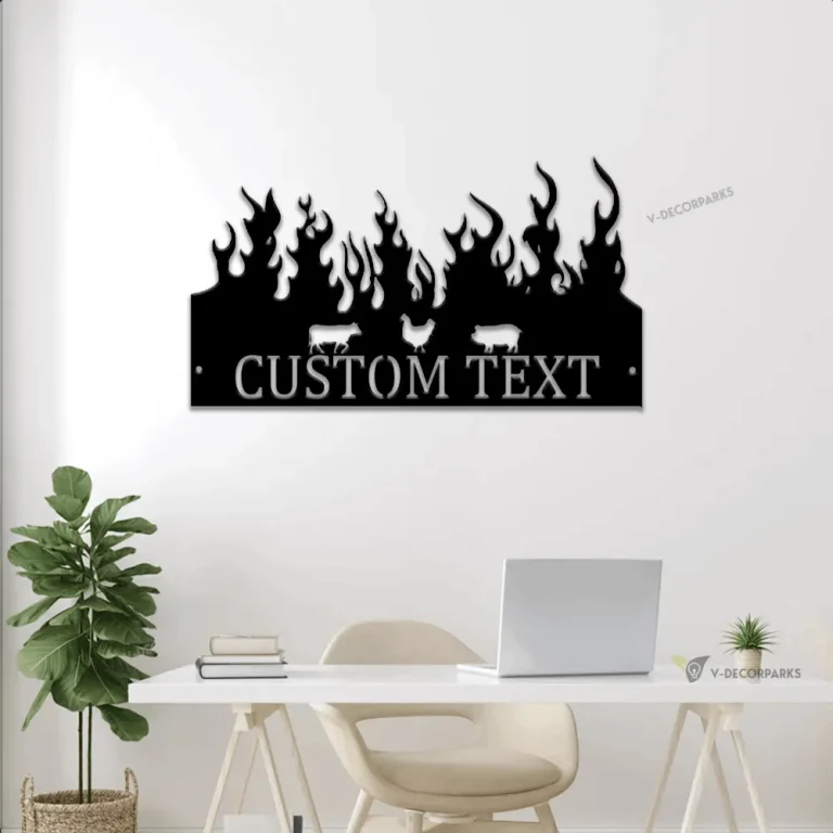 Custom Smokehouse Bbq Metal Sign With Led Lights, Metal Barbeque Sign ...