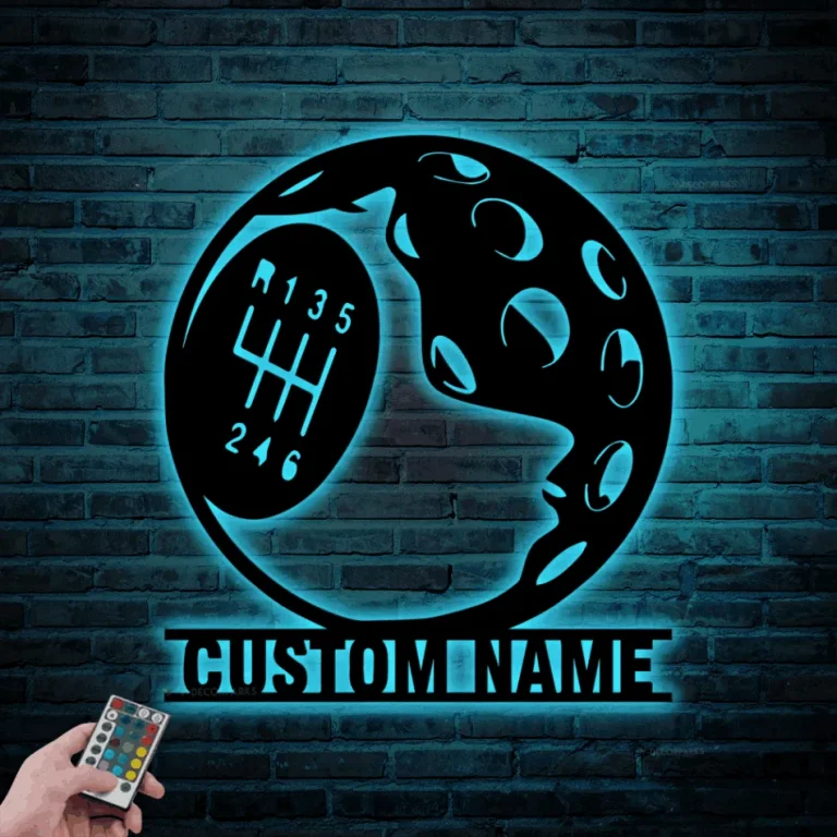 Custom Stick Gear Shift Knob Shop Metal Sign Led Lights, Personalized 5 ...