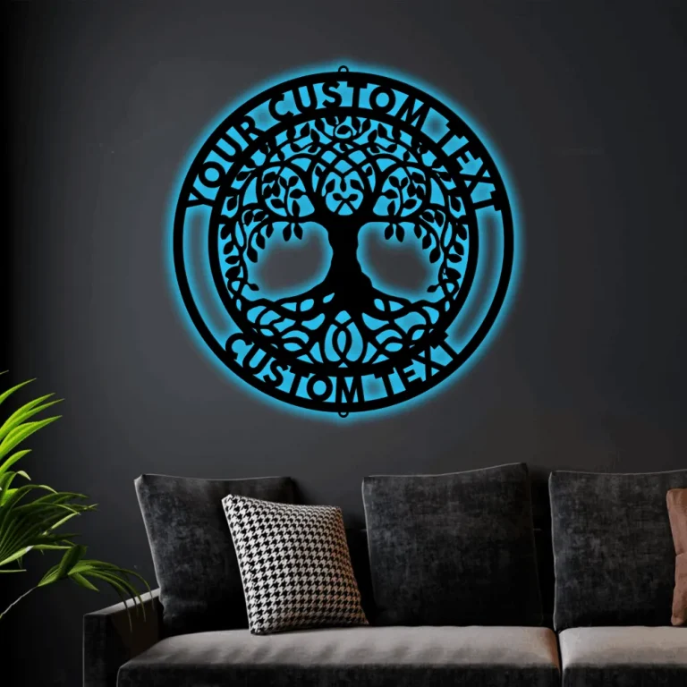 Custom Tree Of Life Sign With Led Lights Monogram Steel Sign ...