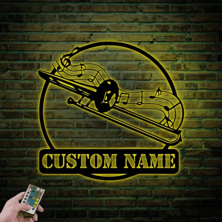 Custom Trombone Musical Instrument Metal Sign Led Lights, Personalized ...