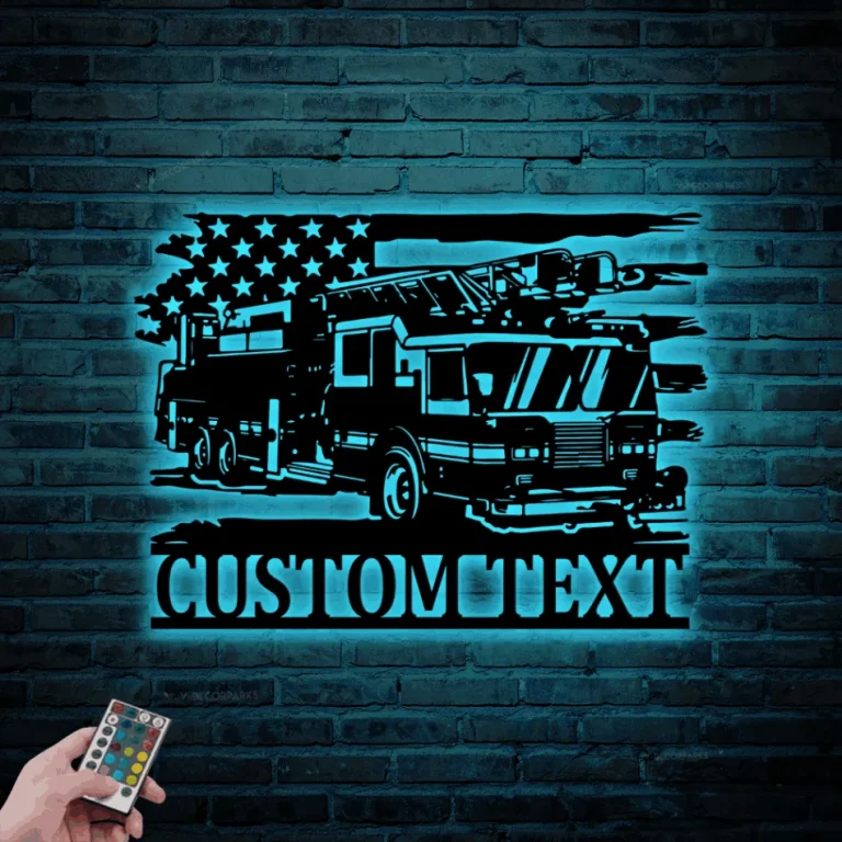 Custom Us Engine Fire Truck Driver Metal Sign Led Lights, Personalized ...