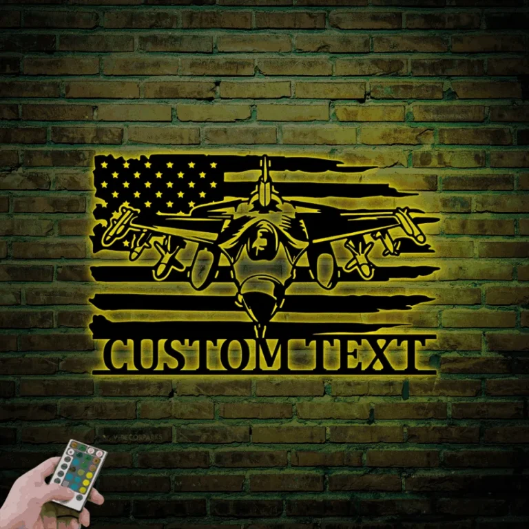 Custom Us Fighter Jet Pilot Metal Sign Led Lights, Personalized ...