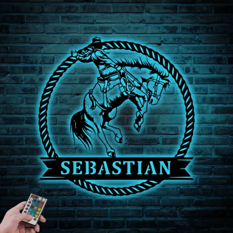 Custom Western Cowboy Roping Metal Sign Led Lights, Personalized Tie ...