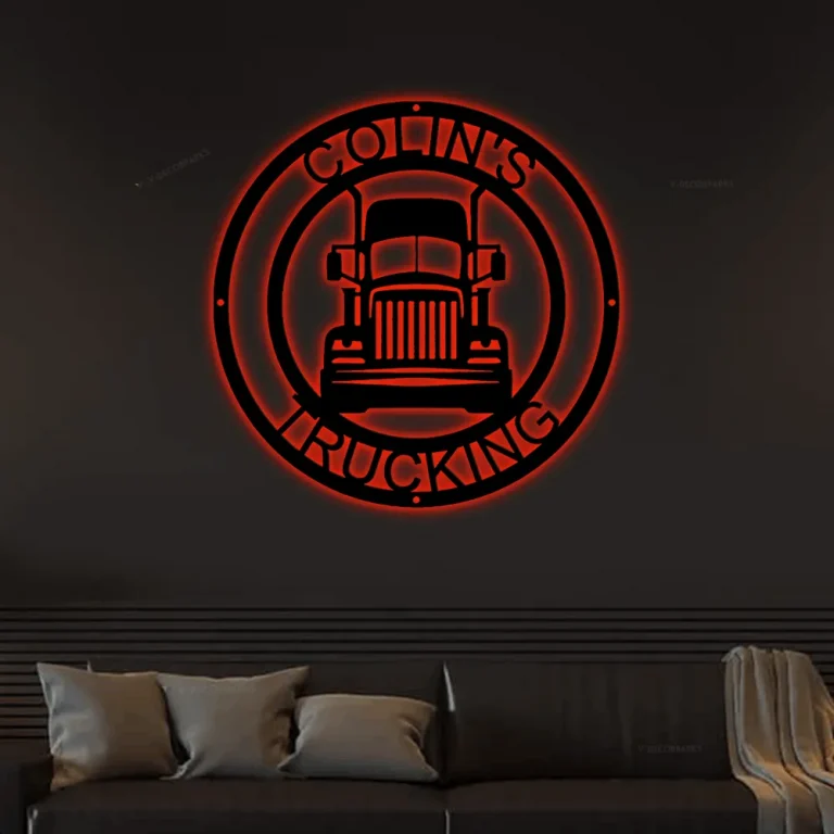 Customized Metal Trucker With Led Lights Sign, 18 Wheeler, Metal Sign ...