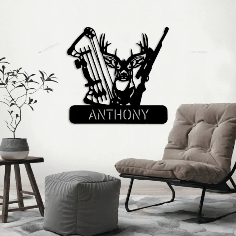 Deer Bow Hunter Sign With Led Lights, Personalized Deer Hunter Monogram ...