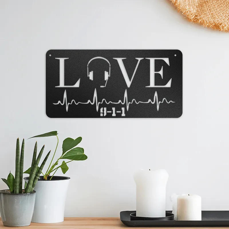 Dispatcher Love Monogram Cut Metal, Metal Art Wall Decor, Cut Wall ...