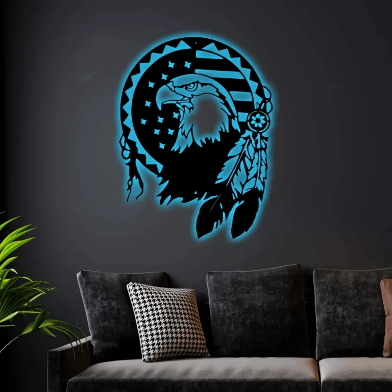 Eagle Dream Catcher Steel Sign, Led Lights, Personalized Eagle Gift ...