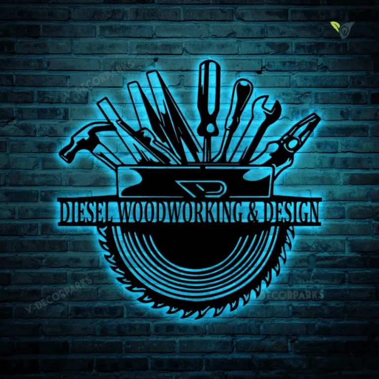 Personalized Carpenter Monogram Metal Sign With Led Lights, Papas Work ...