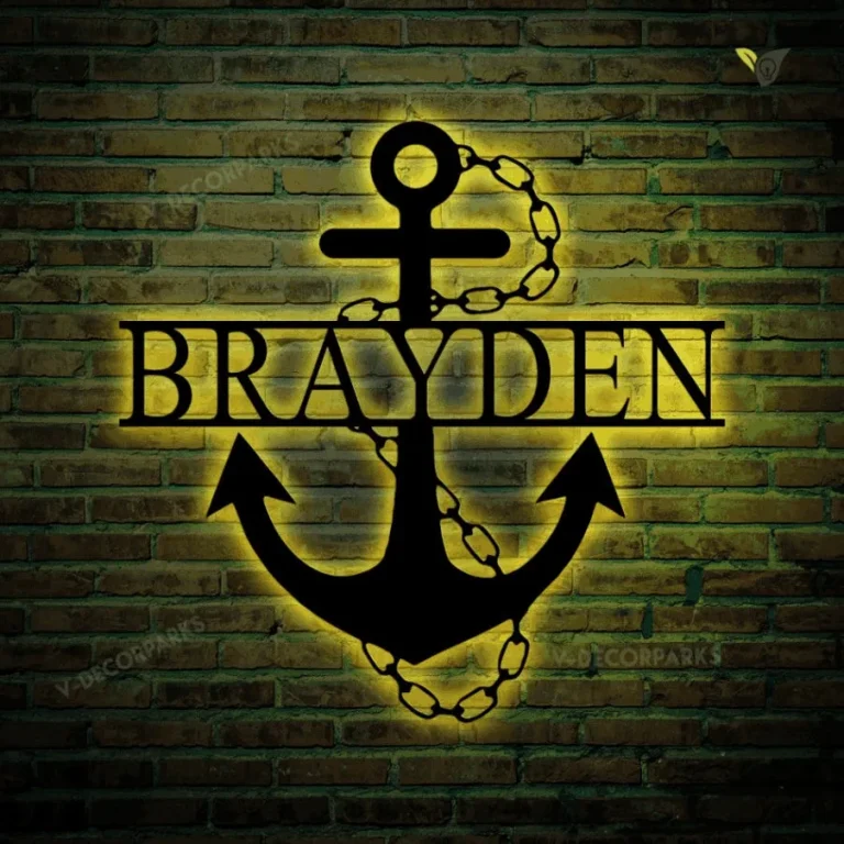 Laser Cut Anchor Monogram Metal Art With Led Lights, Contemporary ...