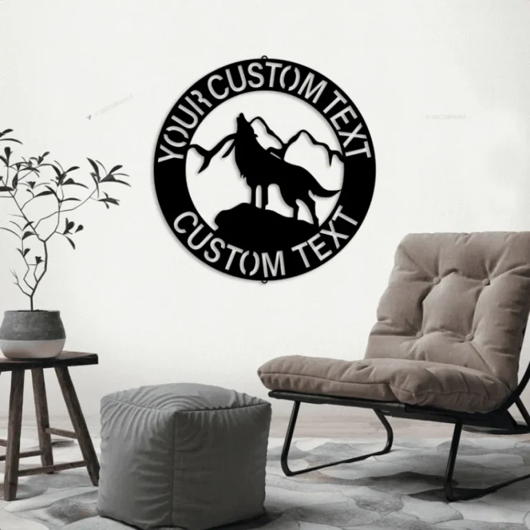 Howling Wolf Led Lights Sign Monogram Steel Sign, Personalized Howling ...