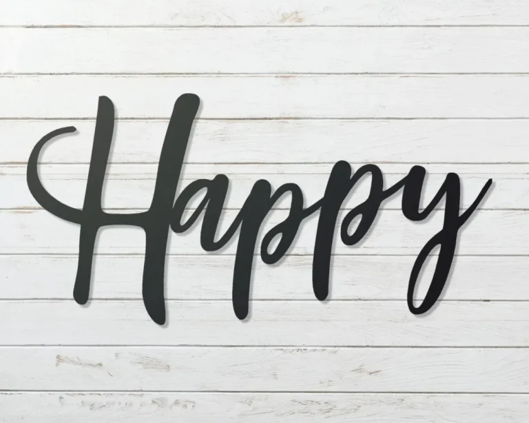 Happy Sign Hanging Garden Sign, Metal Sign Wall Decor, Metal Sign ...