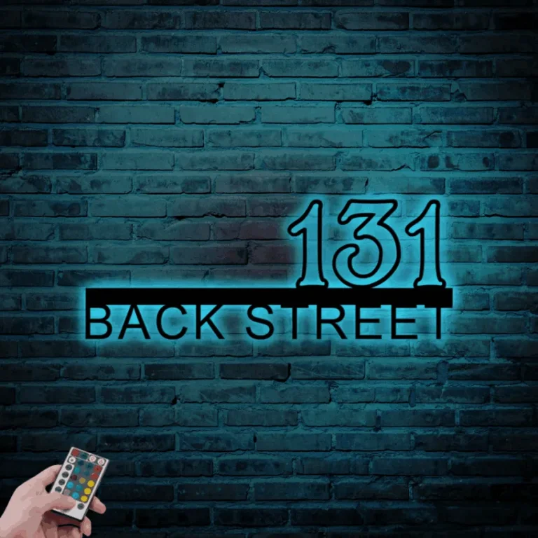 Home Address Sign Numbers With Led Lights, Metal House Number Sign ...