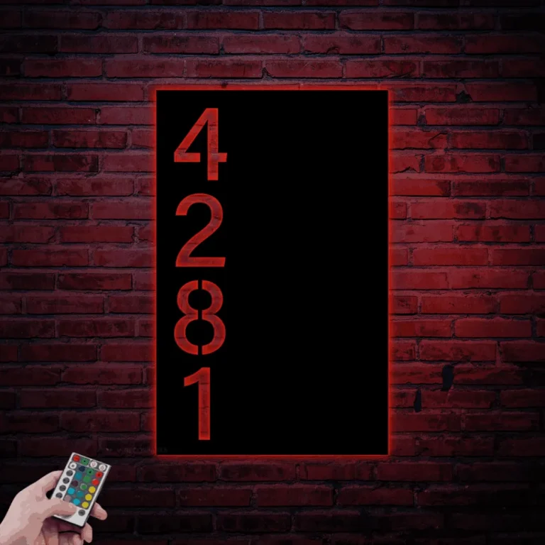 Home Address Sign With Planter Led Lights, House Numbers Sign Floral ...