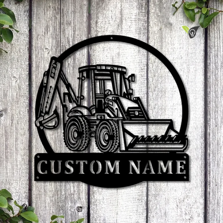 Personalized Backhoe Loader Truck Monogram Metal Sign Art, Custom ...