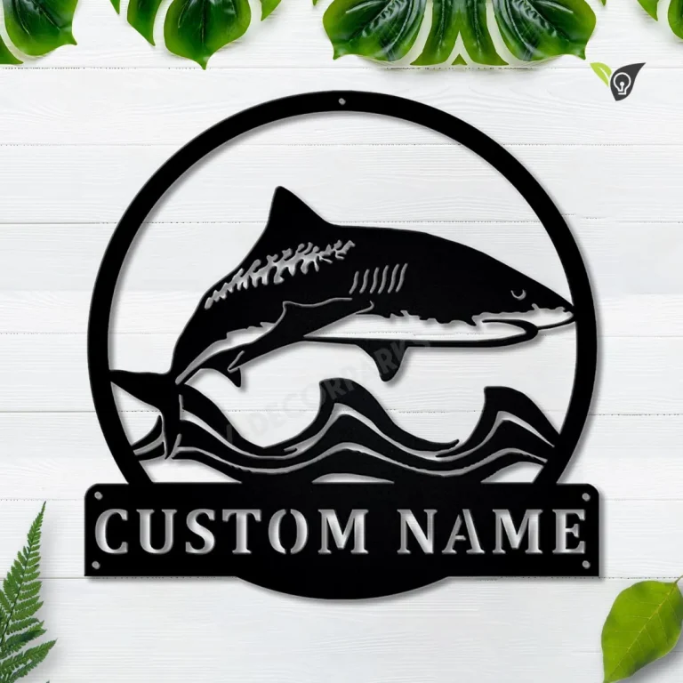 Personalized Tiger Shark Monogram Metal Sign Art, Custom Shark Monogram ...