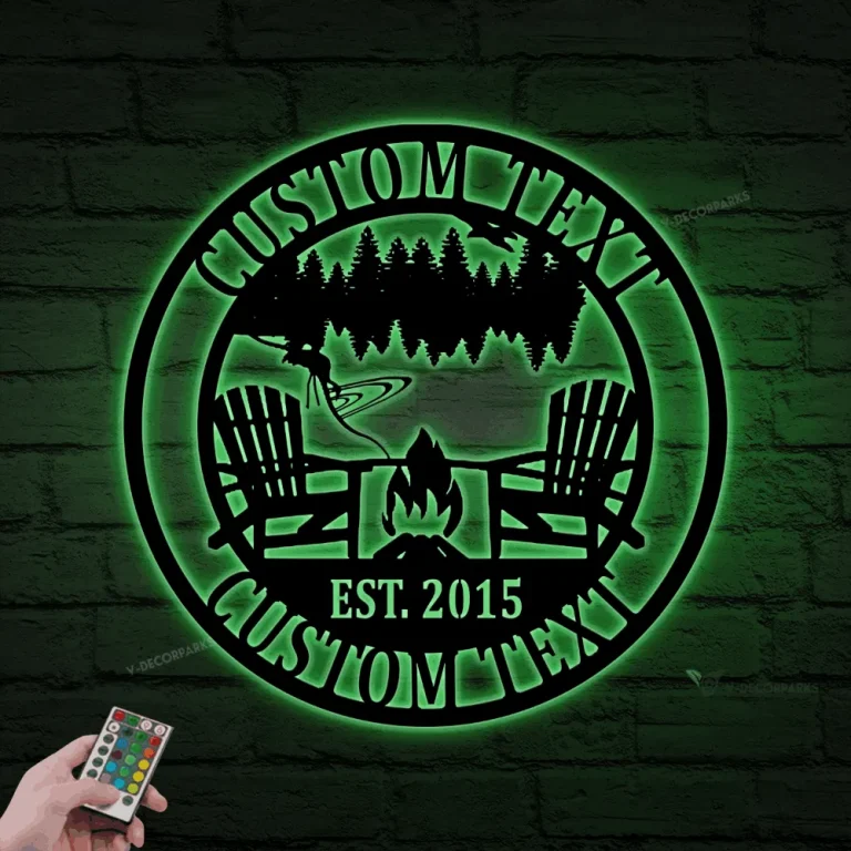 Metal Campfire Sign Led Lights, Metal Camping Sign, Lake Sign, Lake ...