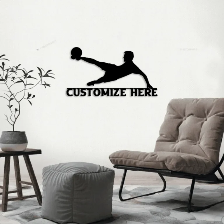 Metal Soccer Player Sign With Led Lights, Customizable Soccer Sign ...