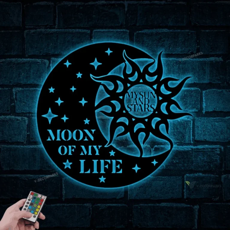 Moon Sun And Star Metal Wall With Led Lights, Moon Of My Life Metal ...