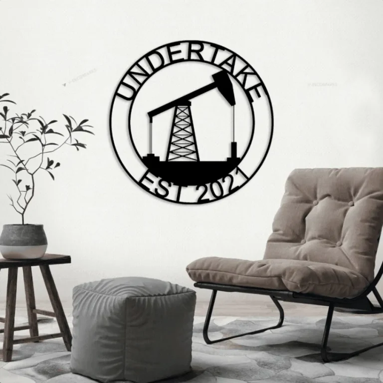 Oil Pump Sign With Led Lights, Oilfield Decor, Metal Wall Art, Pump ...