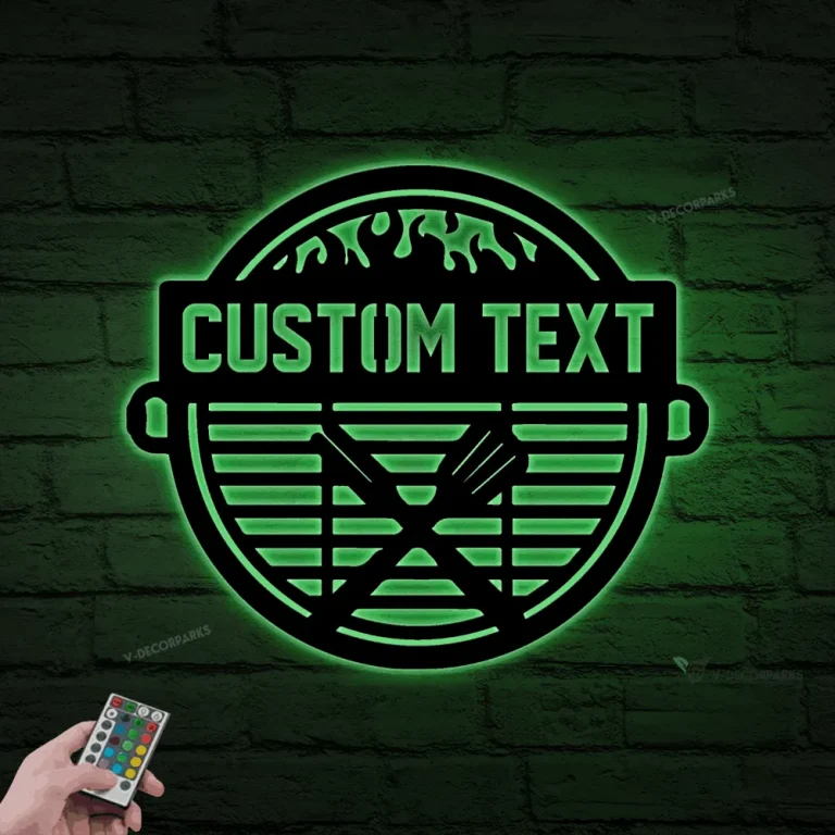 Personalized Bbq & Grill Metal Wall Led Lights, Custom Kitchen Sign ...