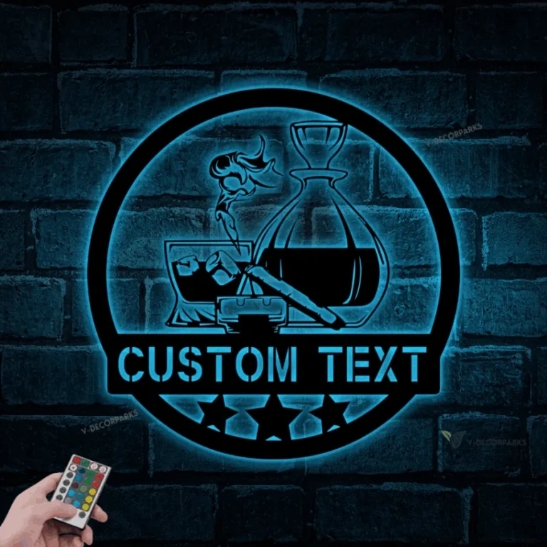 Personalized Bar Metal Sign With Led Lights, Custom Whiskey Glass ...