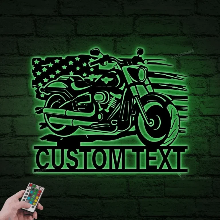 Personalized Biker Metal Sign With Led Lights, Custom Motorcycle Wall ...