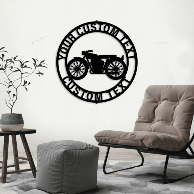 Personalized Biker Sign With Led Lights, Motorcycle Wall Art Monogram ...