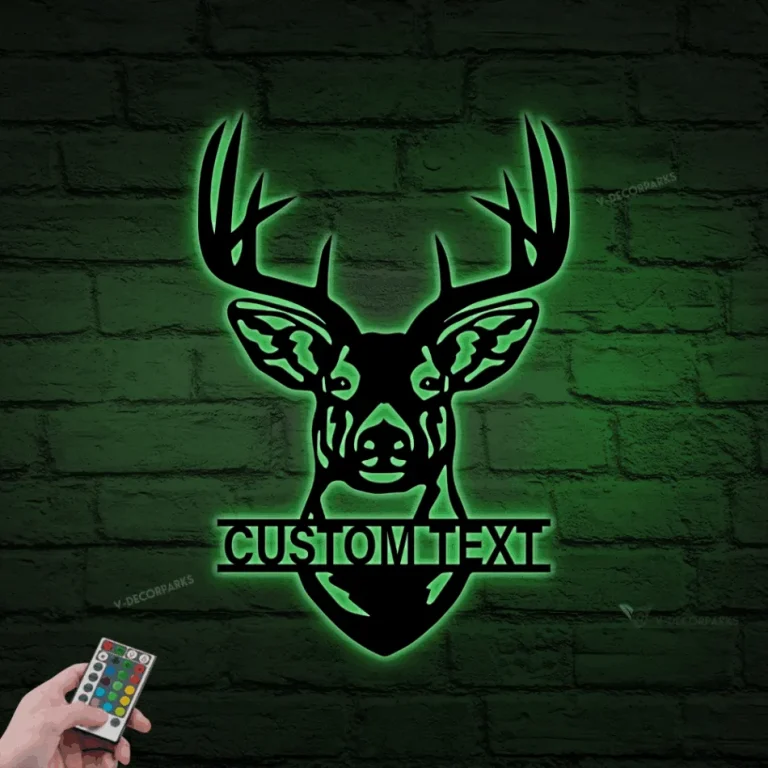 Personalized Buck Head Metal Sign With Led Lights, Custom Dear Metal ...