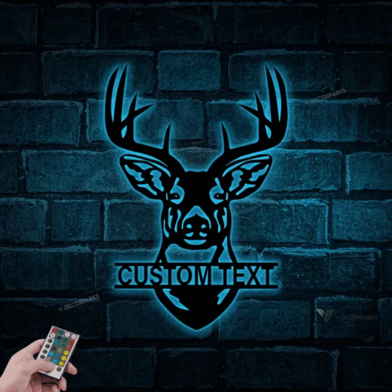 Personalized Buck Head Metal Sign With Led Lights, Custom Dear Metal ...