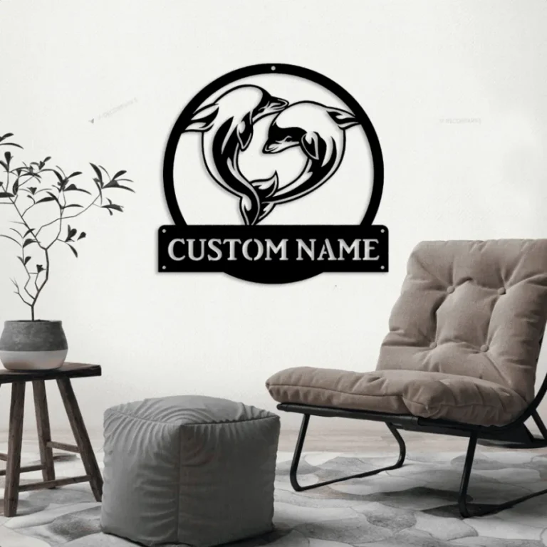 Personalized Couple Dolphin Metal Sign Art With Led Lights, Custom ...