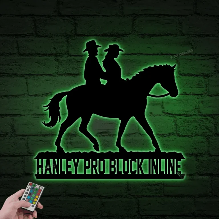 Personalized Couple Horses Cowgirl Cowboy Metal Sign Led Lights ...