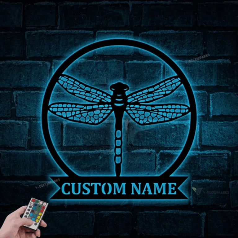 Personalized Dragonfly Metal Sign With Led Lights, House Decor ...