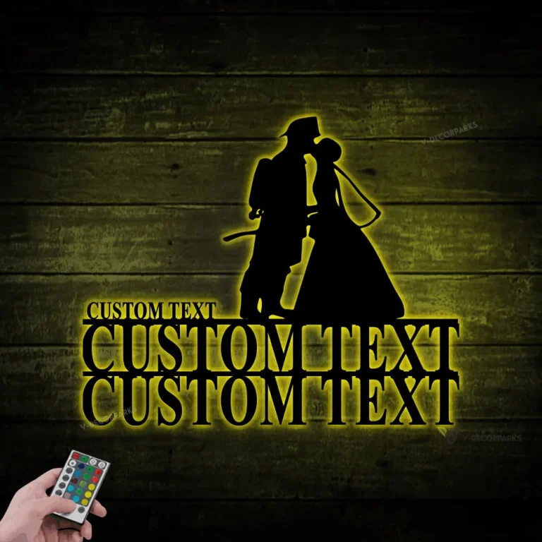 Personalized Firefighter Couple Metal Sign With Led Lights, Custom ...