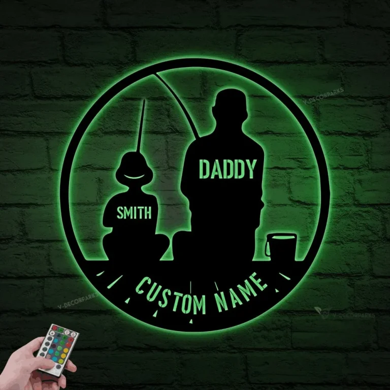 Personalized Fishing Dad And Son Metal Sign Led Light, Fisher Custom ...