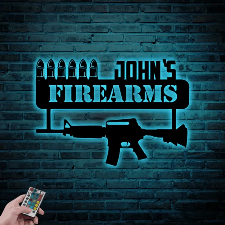 Personalized Ar-15 Gun Room Metal Sign With Led Lights, Veteran Gift ...