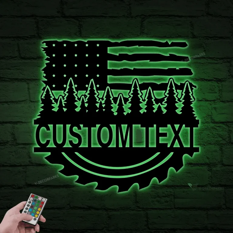 Personalized Lumberjack Metal Wall Art With Led Lights, Woodcutter ...