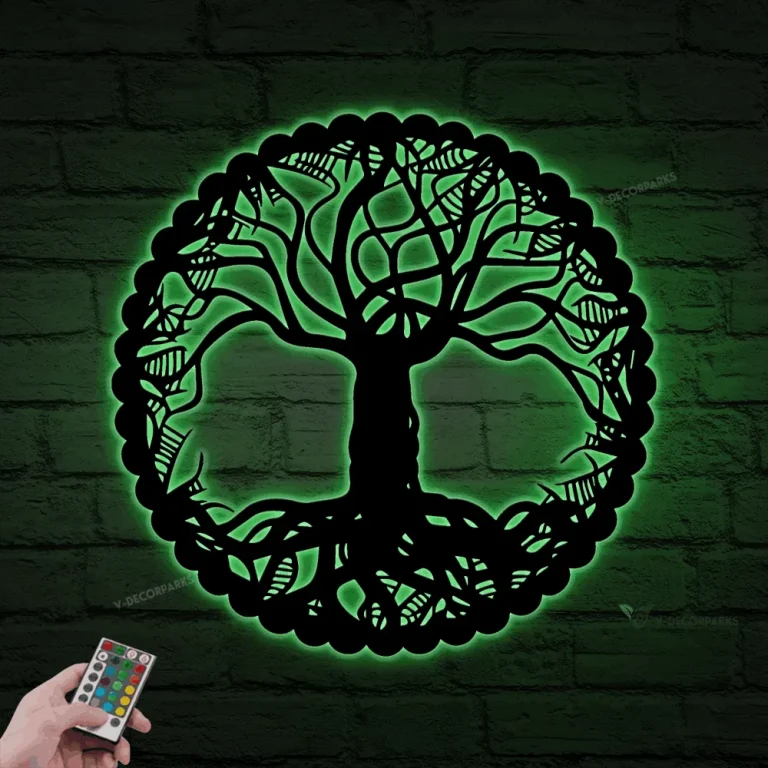 Personalized Metal Tree Of Life Wall With Led Lights, Custom Family ...