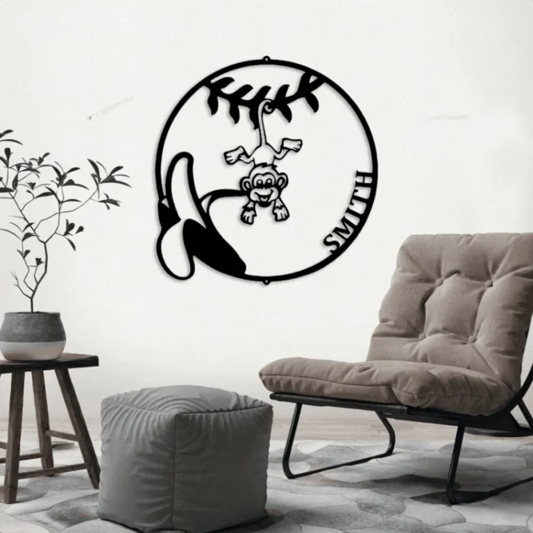 Personalized Monkey Led Lights Monogram Steel Sign, Our Little Monkey ...