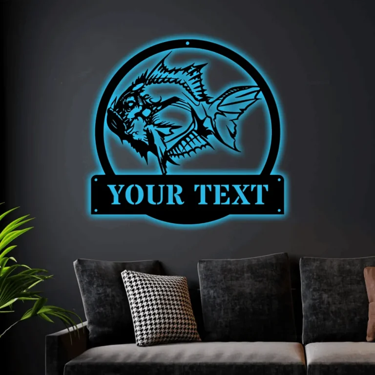 Personalized Piranha Fish Metal Sign Art With Led Lights, Custom ...