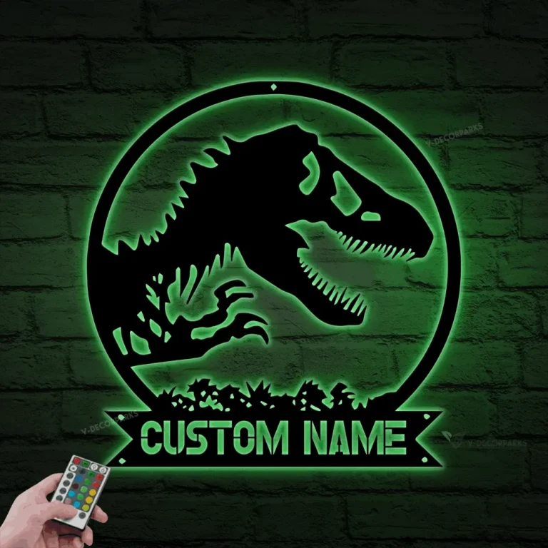 Personalized T Rex Dinosaur Metal Sign With Led Lights, Funny Dino ...