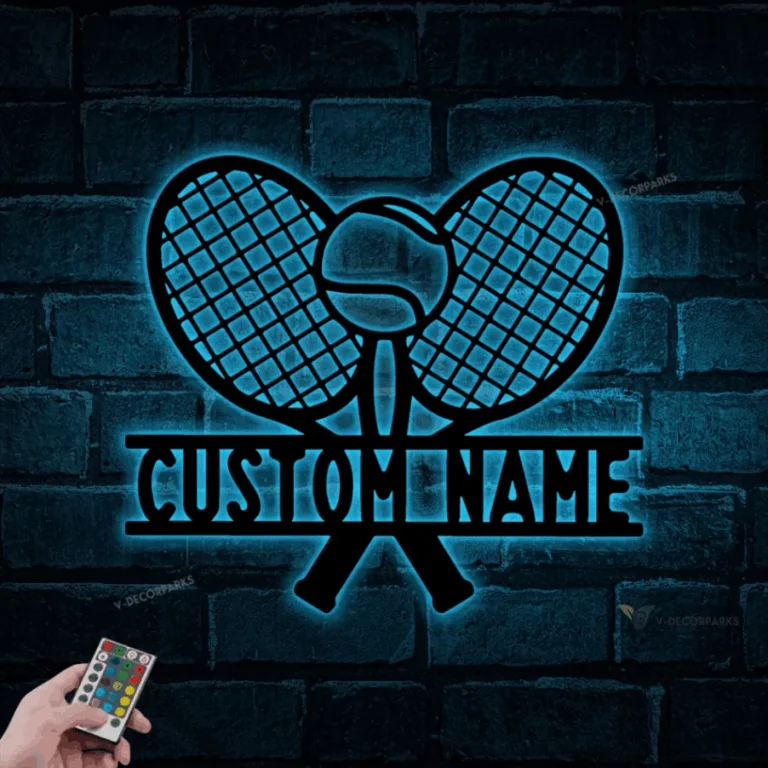 Personalized Tennis Custom Name Metal Sign With Led Lights, Tennis Gift ...