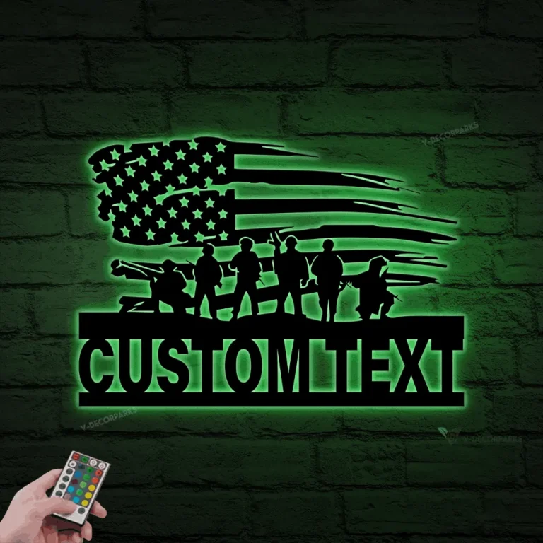 Personalized Veteran American Flag Metal Sign With Led Lights, 4th Of ...