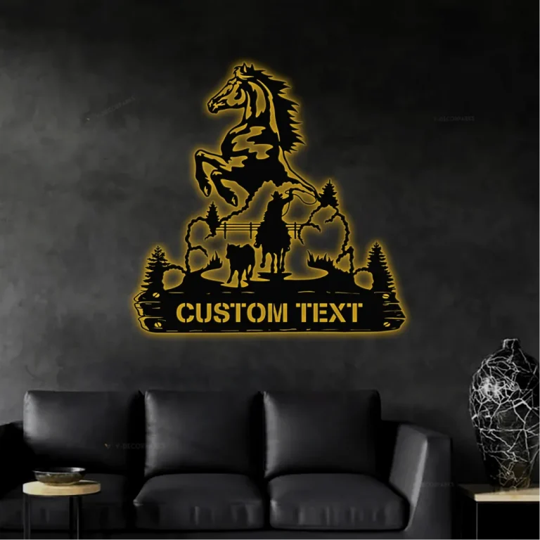Personalized Wildlife Horse Rider Cowboy Nature Metal Led Lights Sign ...