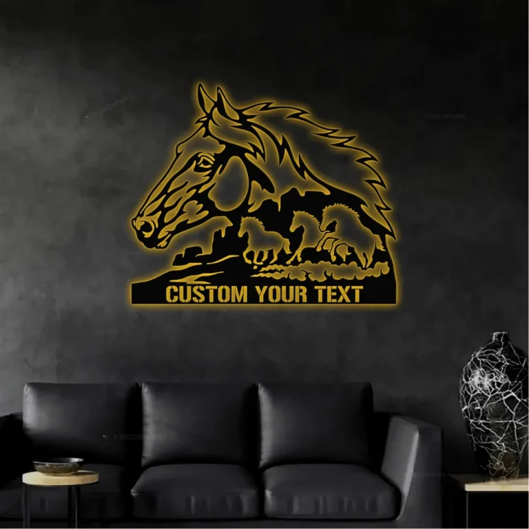 Personalized Wildlife Horses Running In Nature Led Lights Metal Sign ...
